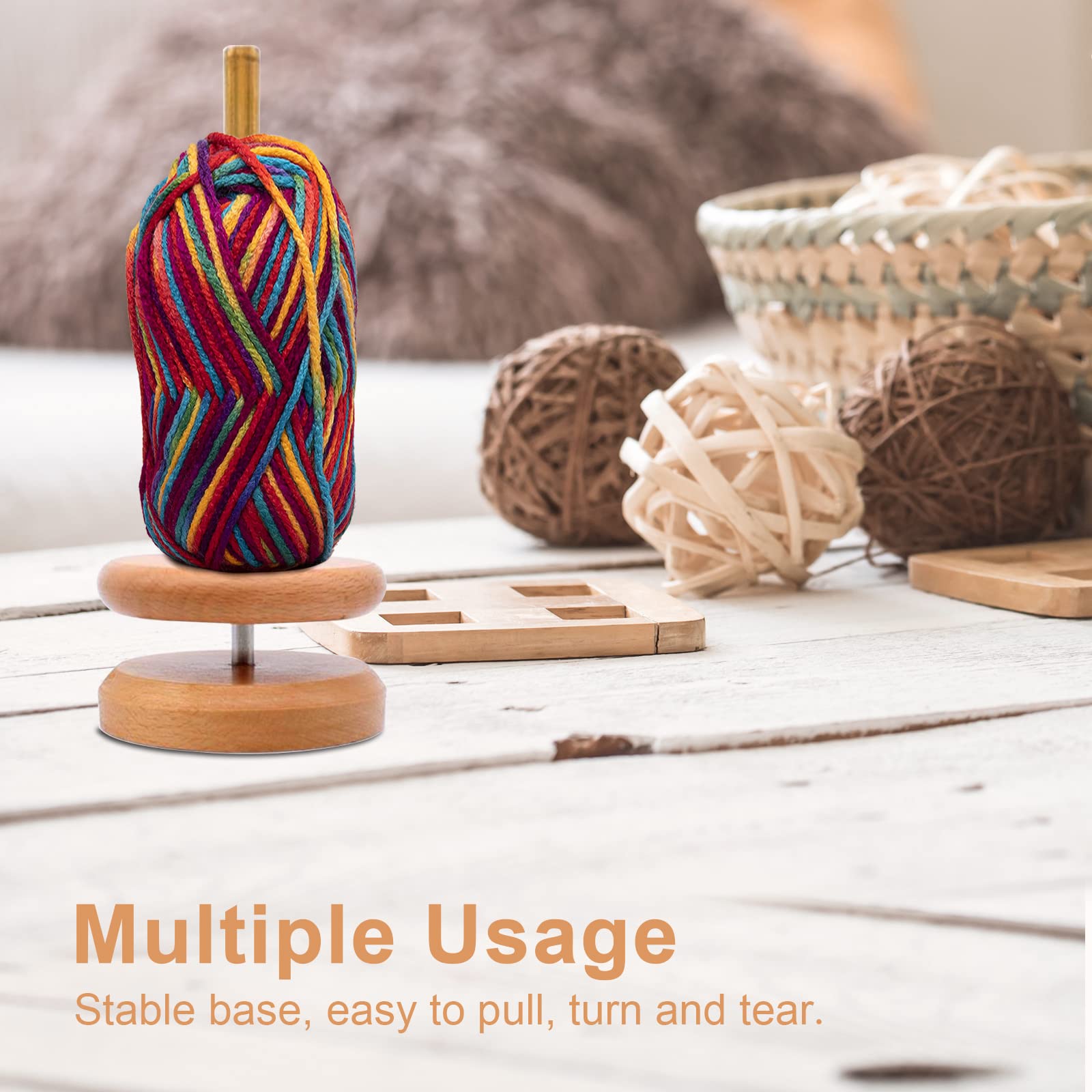 PhantomSky Wooden Spinning Yarn, Thread Holder/Thread Rack with Turn Mechanism - for Sewing, Quilting, Embroidery, Hair-braiding, DIY Making