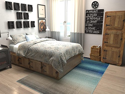 Unique Loom Estrella Collection Distressed, Gradient, Dark Colors, Abstract, Modern Area Rug, 5 ft x 8 ft, Blue/Beige