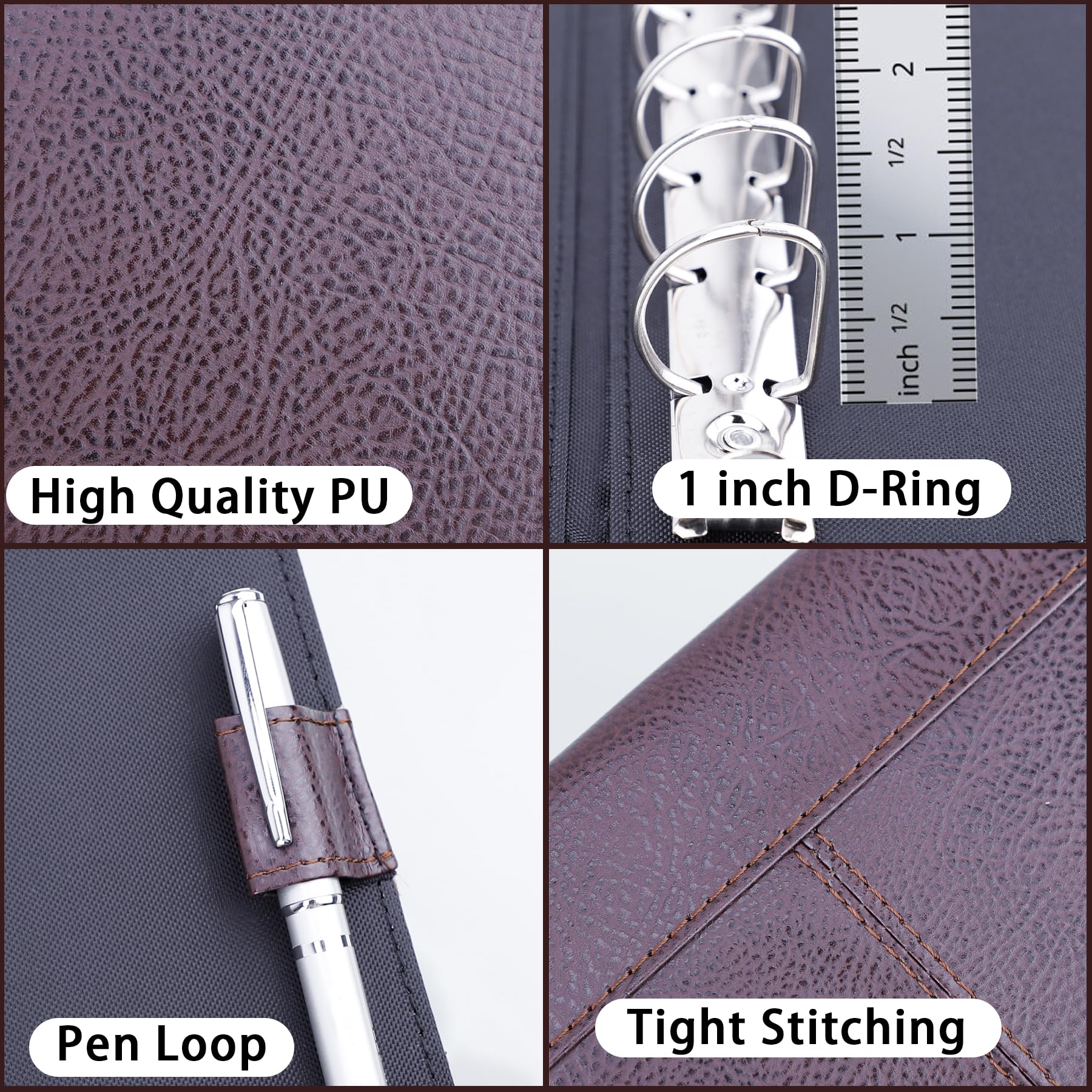 Antner 7 Ring Business Checkbook Binder for Business Checks, 600 Sheets Capacity, PU Leather Check Book Binder Cover with Zipper Pouch, Executive Organizer Portfolio Holder for 9" x 13" Sheets, Coffee
