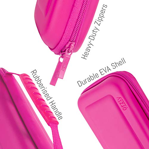 Orzly Carry Case Compatible with Nintendo Switch and New Switch OLED Console - Pink Protective Hard Portable Travel Carry Case Shell Pouch with Pockets for Accessories and Games