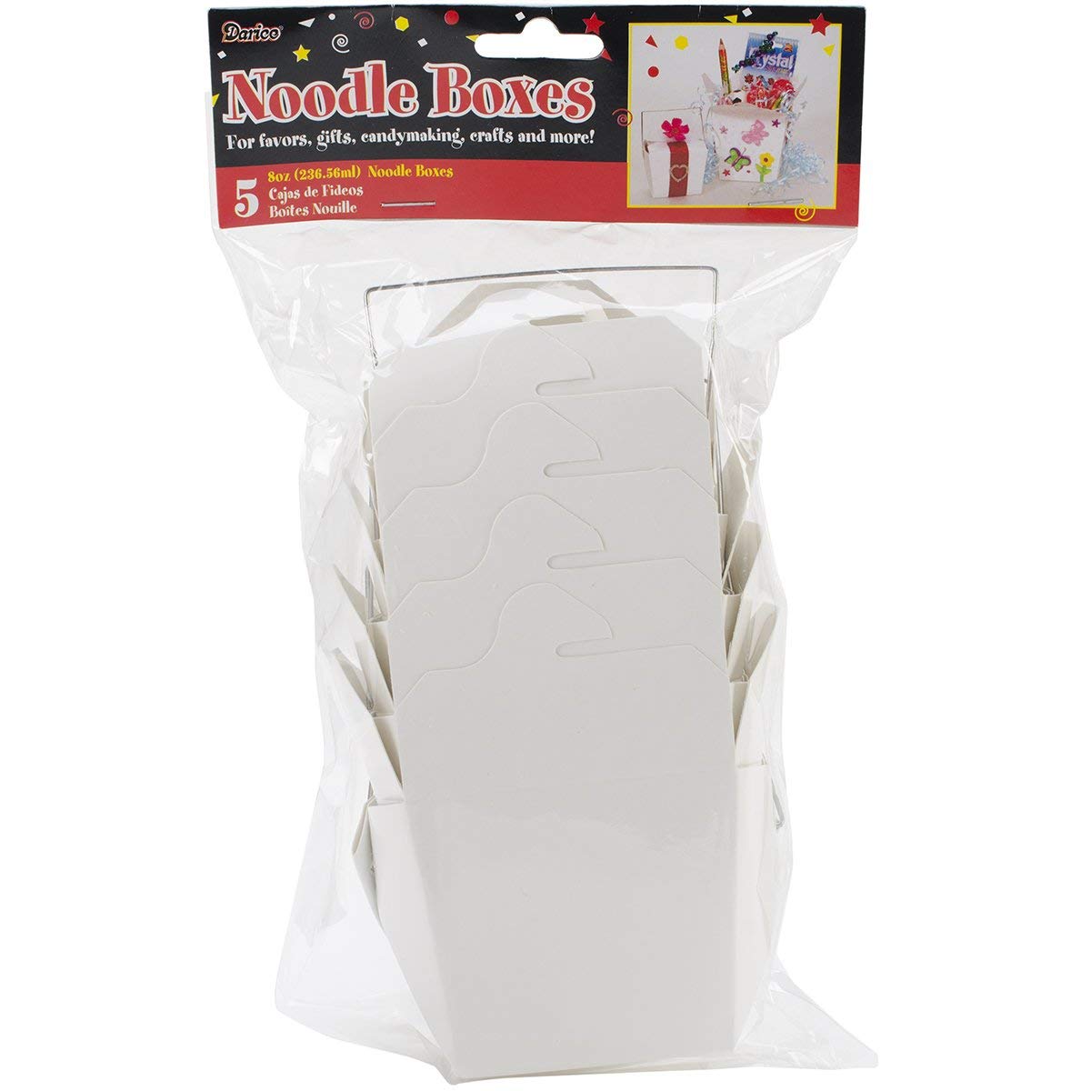 Darice 1143-09 Noodle Boxes 8oz 5/Pkg-White