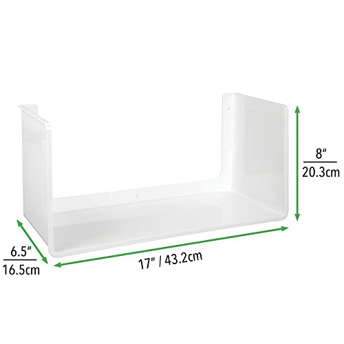mDesign Plastic Wall Mount Towel Storage Organizer Display Shelf - Hang in Bathroom, Kitchen, Entryway, Hallway, Mudroom, Bedroom, Laundry Room - Kitchen Towels, Hand Towels, 2 Pack - White