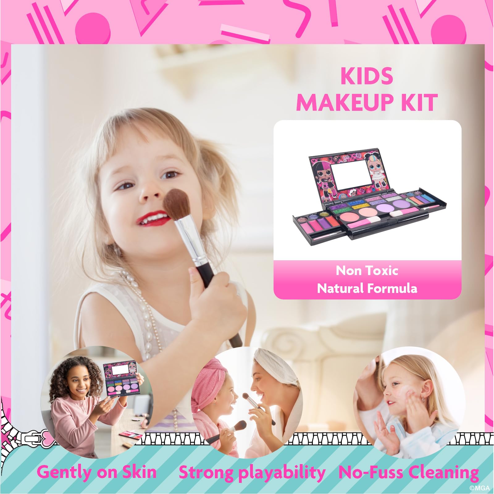 Townley Girl L.O.L. Surprise 30 Pcs Cosmetic Compact Set Includes Mirror, 14 Lip glosses, 8 Eye Shadow, 4 Blushes & 4 Brushes Safe & Non-Toxic Colorful Portable Foldable Makeup Beauty Kit for Girls