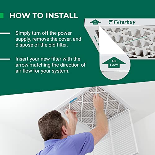 Filterbuy 14x24x1 Air Filter MERV 8 Dust Defense (4-Pack), Pleated HVAC AC Furnace Air Filters Replacement (Actual Size: 13.38 x 23.38 x 0.75 Inches)