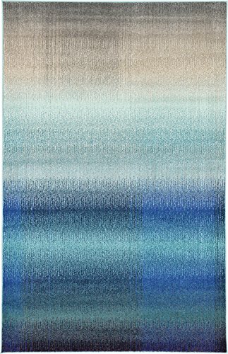 Unique Loom Estrella Collection Distressed, Gradient, Dark Colors, Abstract, Modern Area Rug, 5 ft x 8 ft, Blue/Beige