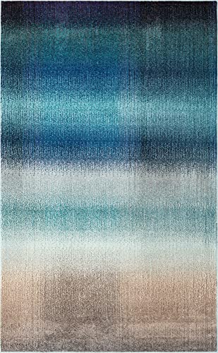 Unique Loom Estrella Collection Distressed, Gradient, Dark Colors, Abstract, Modern Area Rug, 5 ft x 8 ft, Blue/Beige