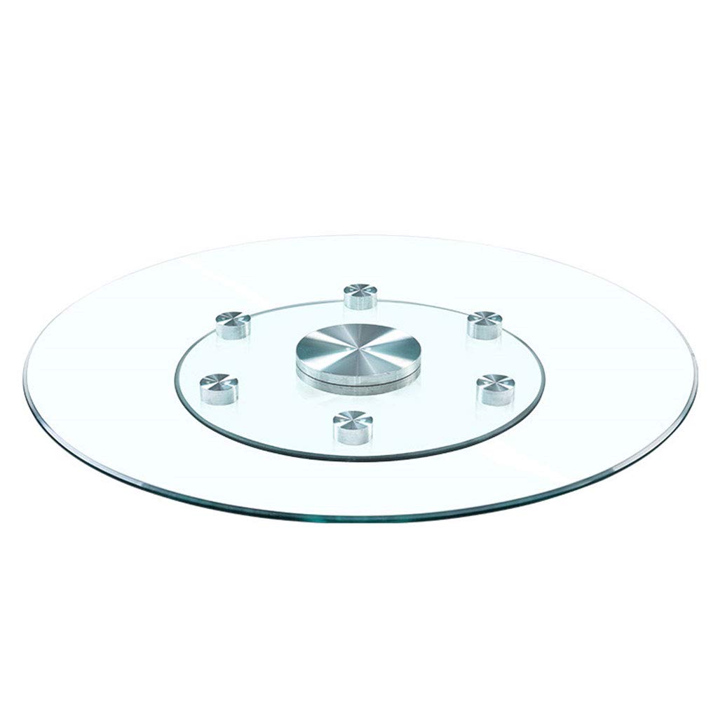 Hermsi 80 cm (30 inch) Extra-Large Lazy Susan Turntable, Round Tempered Glass Tabletop Rotating Serving Tray for Dining Table, Anti-tilt Auxiliary Wheels