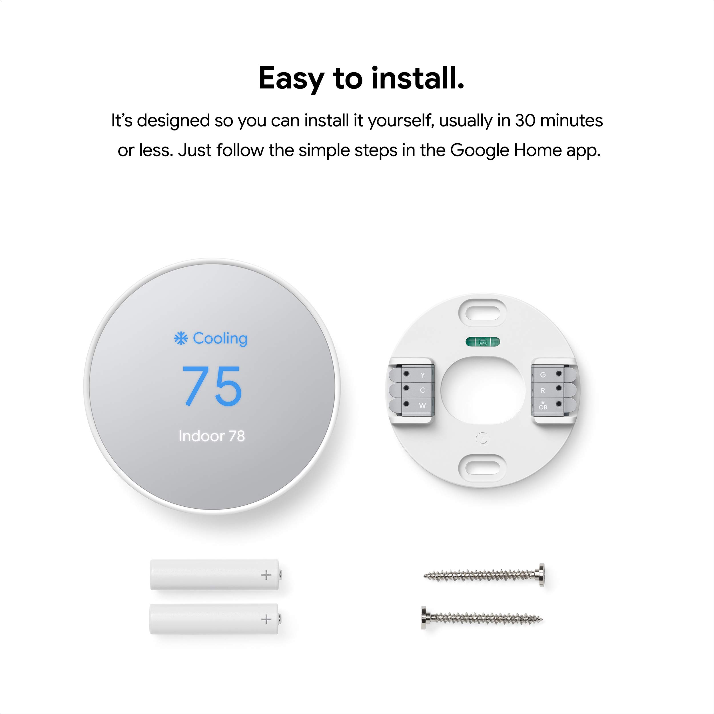 Google Nest Smart Thermostat for Home, Programmable WIFI Thermostat - Fog (Renewed)