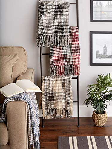 DII California Casual Houndstooth Woven Throw, French Blue & Gray, 50x60