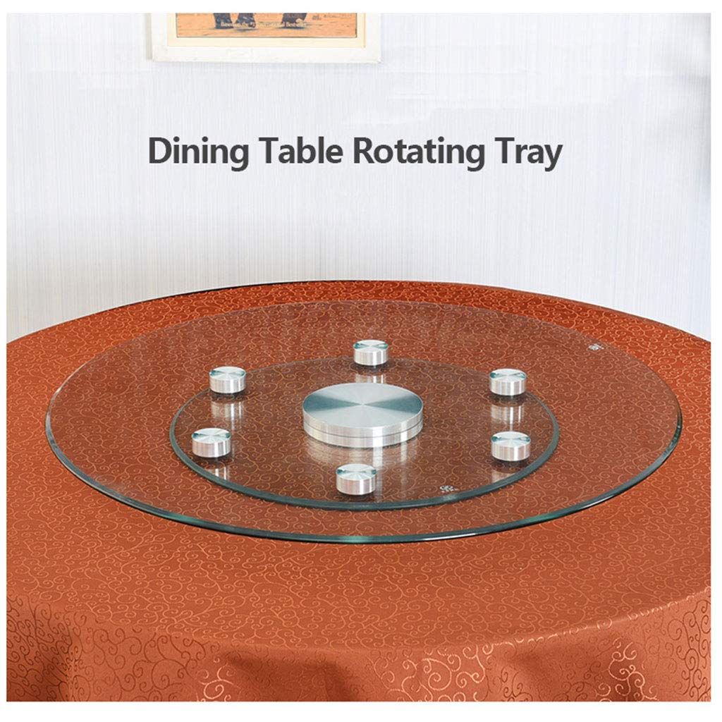 Hermsi 80 cm (30 inch) Extra-Large Lazy Susan Turntable, Round Tempered Glass Tabletop Rotating Serving Tray for Dining Table, Anti-tilt Auxiliary Wheels