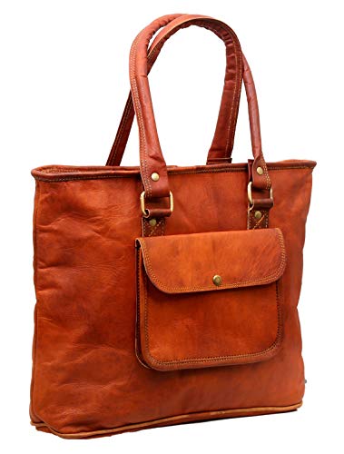 Firu-Handmade Leather Purses for Women Leather Tote Bag Satchel Vintage Genuine Leather Purses for Women Handbag Office Casual with outer Pocket