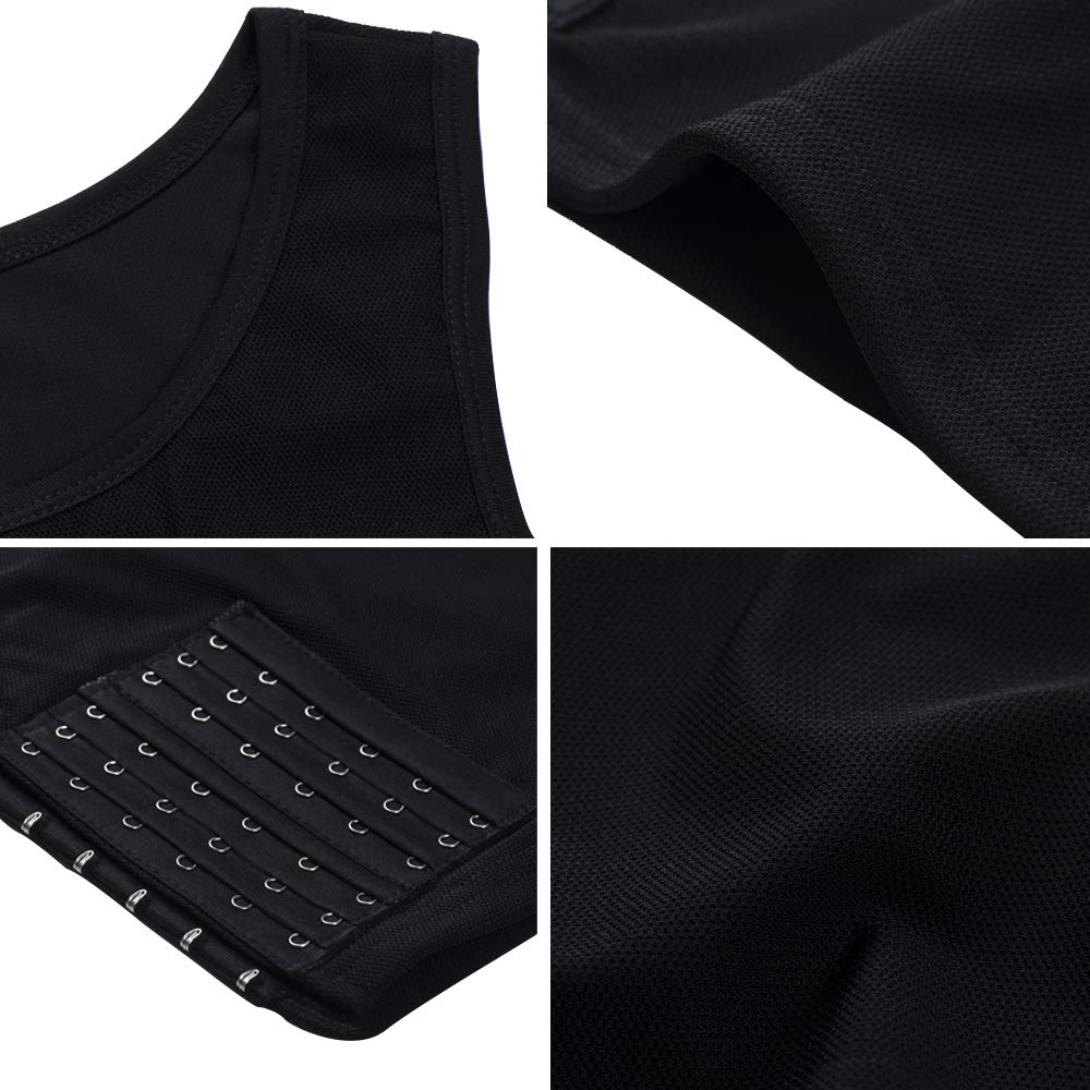 XUJI FTM Transgender Chest Binder Tank Top (B, L) Black