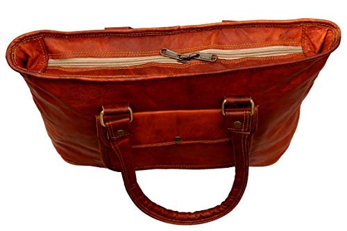 Firu-Handmade Leather Purses for Women Leather Tote Bag Satchel Vintage Genuine Leather Purses for Women Handbag Office Casual with outer Pocket