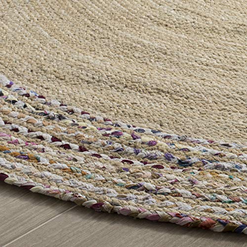 SAFAVIEH Cape Cod Collection 5' Round Ivory / Light Beige CAP207B Handmade Braided Jute Area Rug