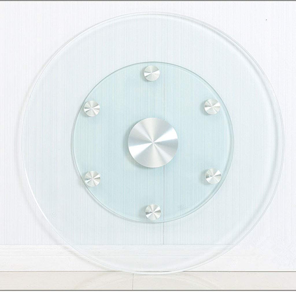 Hermsi 80 cm (30 inch) Extra-Large Lazy Susan Turntable, Round Tempered Glass Tabletop Rotating Serving Tray for Dining Table, Anti-tilt Auxiliary Wheels
