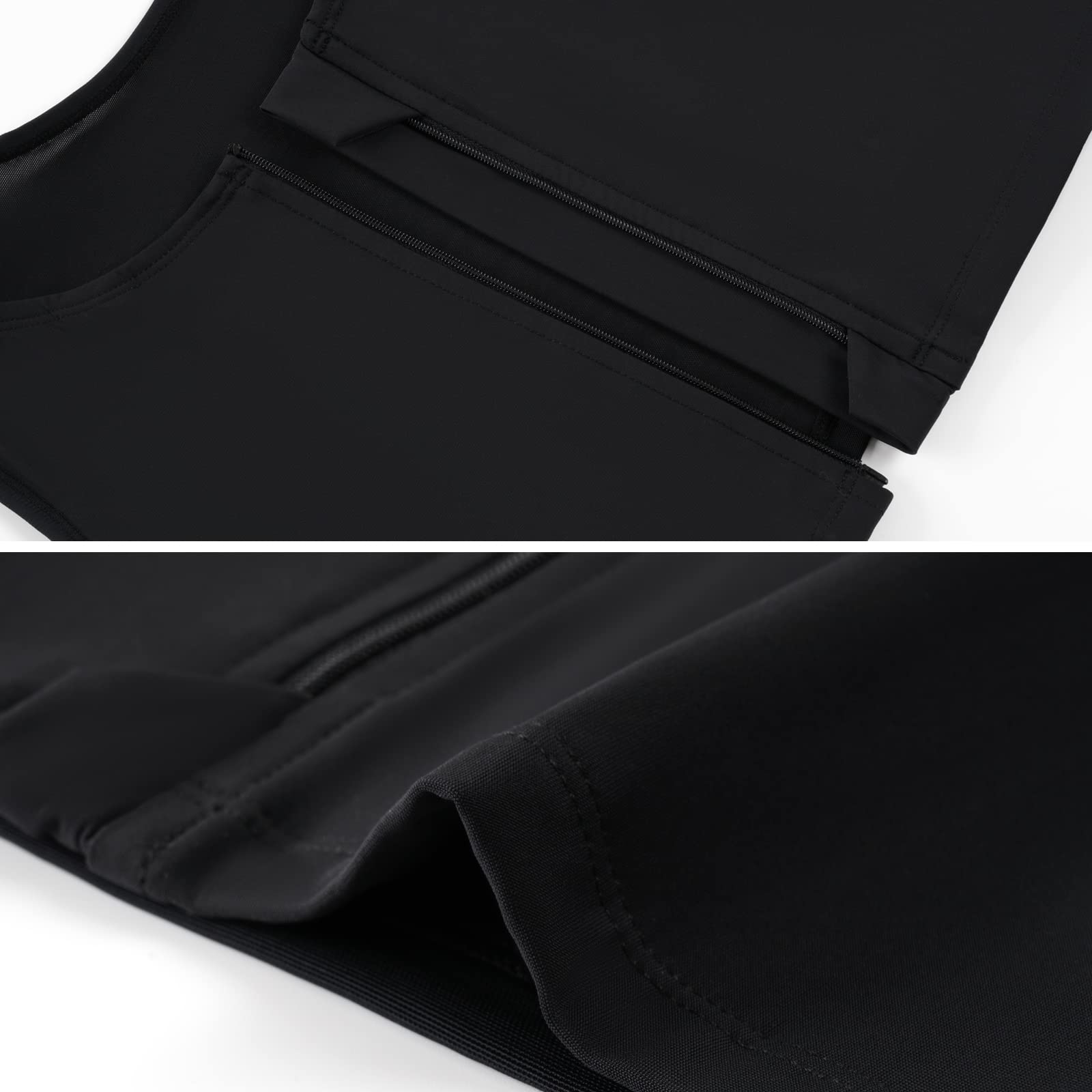 XUJI Women Transgender FTM Zip Up Breathable Half Chest Binder Tank Top (B, L) Black