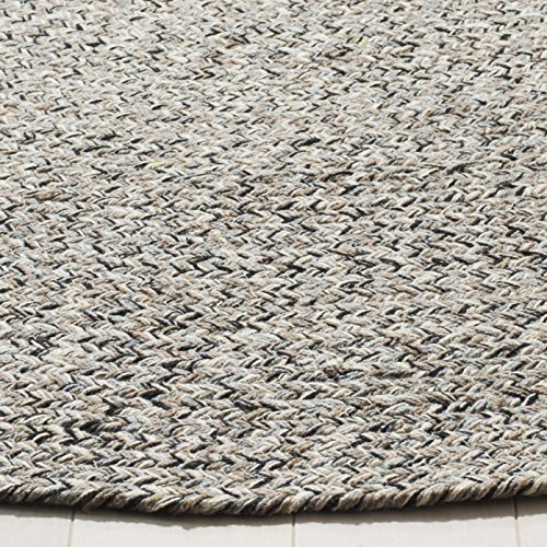 SAFAVIEH Braided Collection 3' Round Ivory / Steel Grey BRD256A Handmade Country Cottage Reversible Cotton Area Rug