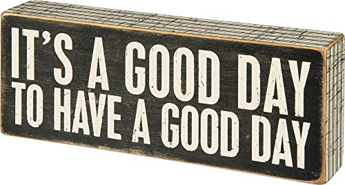 Primitives by Kathy 31127 Pinstriped Trimmed Box Sign, 8" x 3", A Good Day