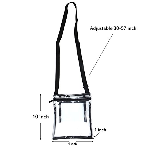 Youngever Clear Cross-Body Purse, Stadium Approved Clear Vinyl Bag, Adjustable Cross-Body Strap, Extra Inside Pocket (Pack of 2)