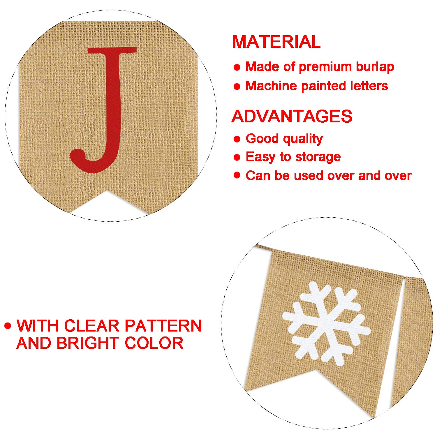 Burlap Joy Banner | Christmas Bunting Banner | Rustic Christmas Decorations | Holiday Banner| Holiday Decorations| Home Mantle Fireplace Decor