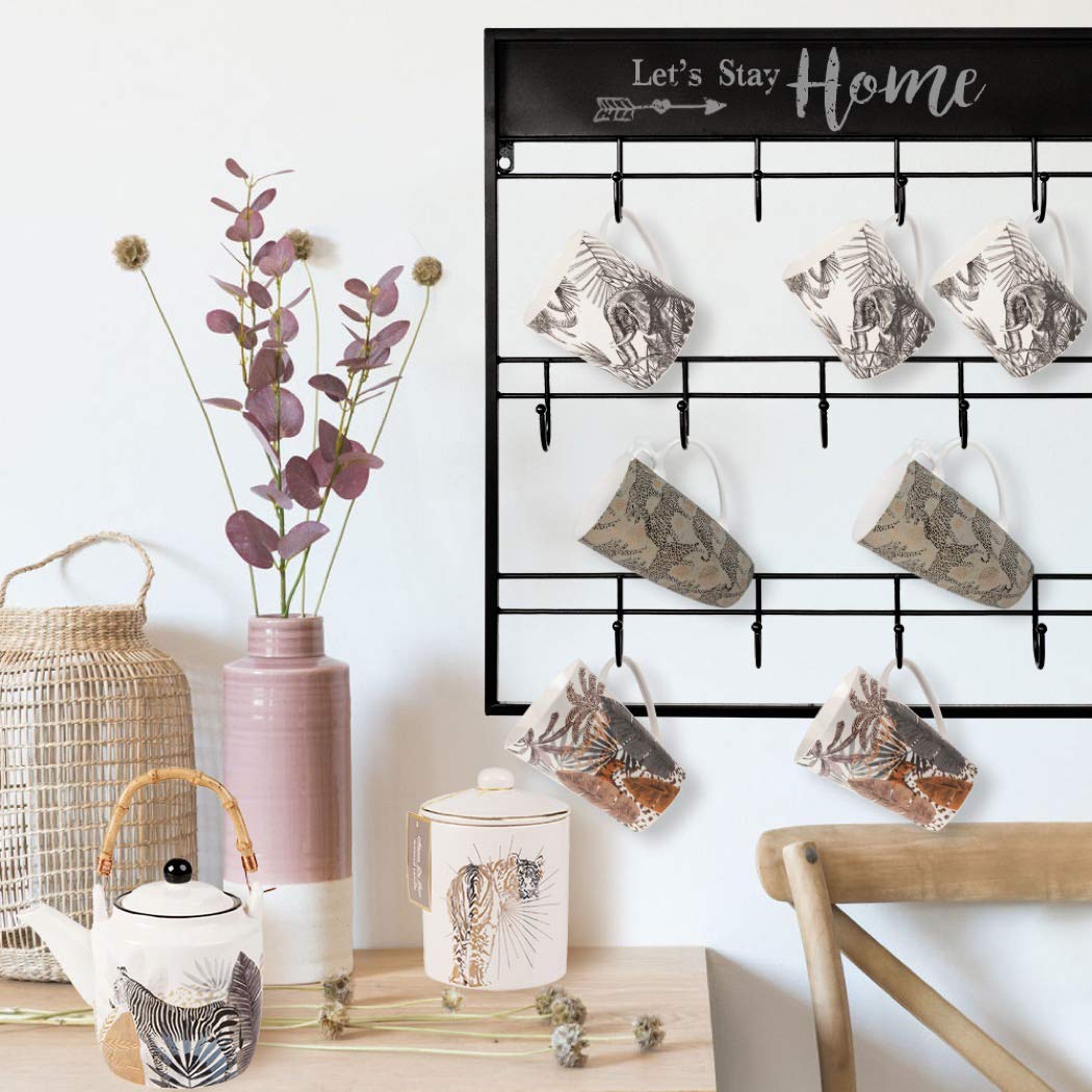 Qiang Ni Coffee Mug Holder - Wall-Mounted Cup Rack Hanger with Organizer Your Coffee Bar