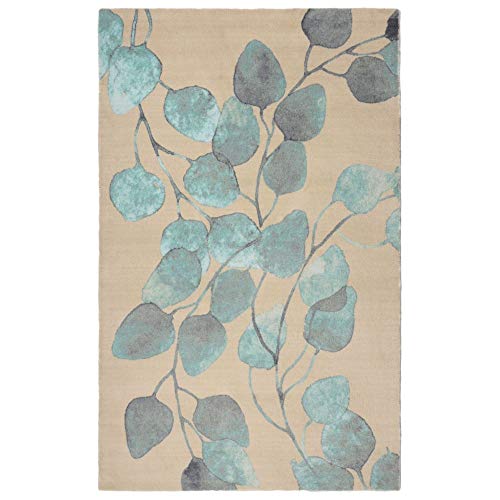 Rugsmith Ficus Modern Floral Area Rug, 5 ft x 7 ft, Turquoise