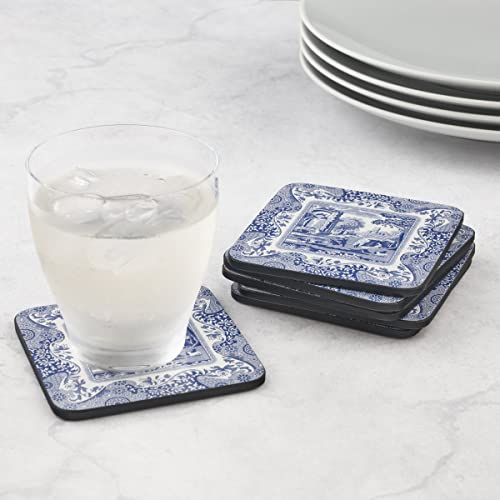 Pimpernel Spode Blue Italian Collection Coasters | Set of 6 | Cork Backed Board | Heat and Stain Resistant | Drinks Coaster for Tabletop Protection | Measures 4β x 4β