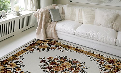 Home Dynamix Optimum Caspian Area Rug, 5'2" x7'2, Traditional Medallion Floral, Ivory/Burgundy/Yellow