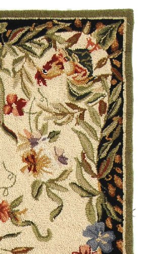 SAFAVIEH Chelsea Collection 2'6" x 10' Cream / Black HK92A Hand-Hooked French Country Wool Runner Rug
