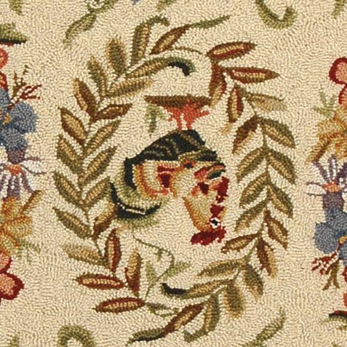SAFAVIEH Chelsea Collection 2'6" x 10' Cream / Black HK92A Hand-Hooked French Country Wool Runner Rug