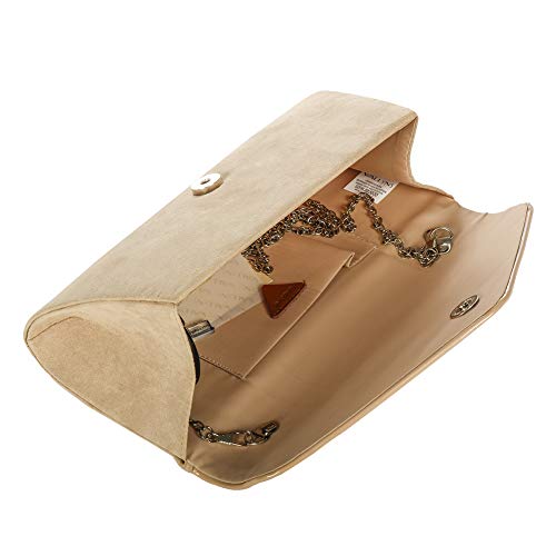 WALLYN'S Patent Leather Clutch Classic Purse Wallet, Evening Bag Handbag With Flannelette Khaki