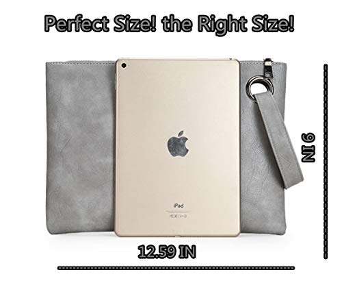 Unique Vegan Women Clutch Bag PU Leather Envelope Clutch Bag Handbag Wristlets for Beach Holiday (black)
