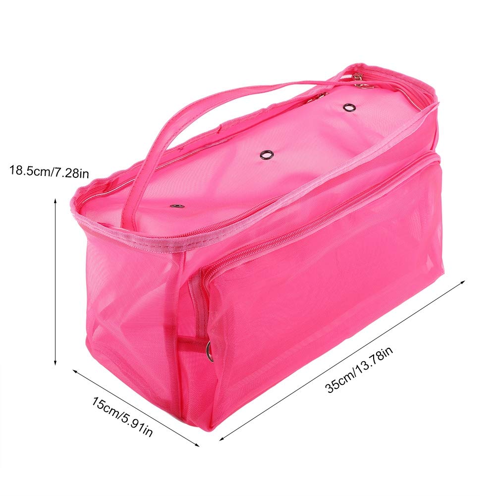 Fdit Knitting Bag Yarn Storage/Portable Tote Crochet 3 Holes Storage Bags to Protect Yarn Prevent Tangling(Rose Red)
