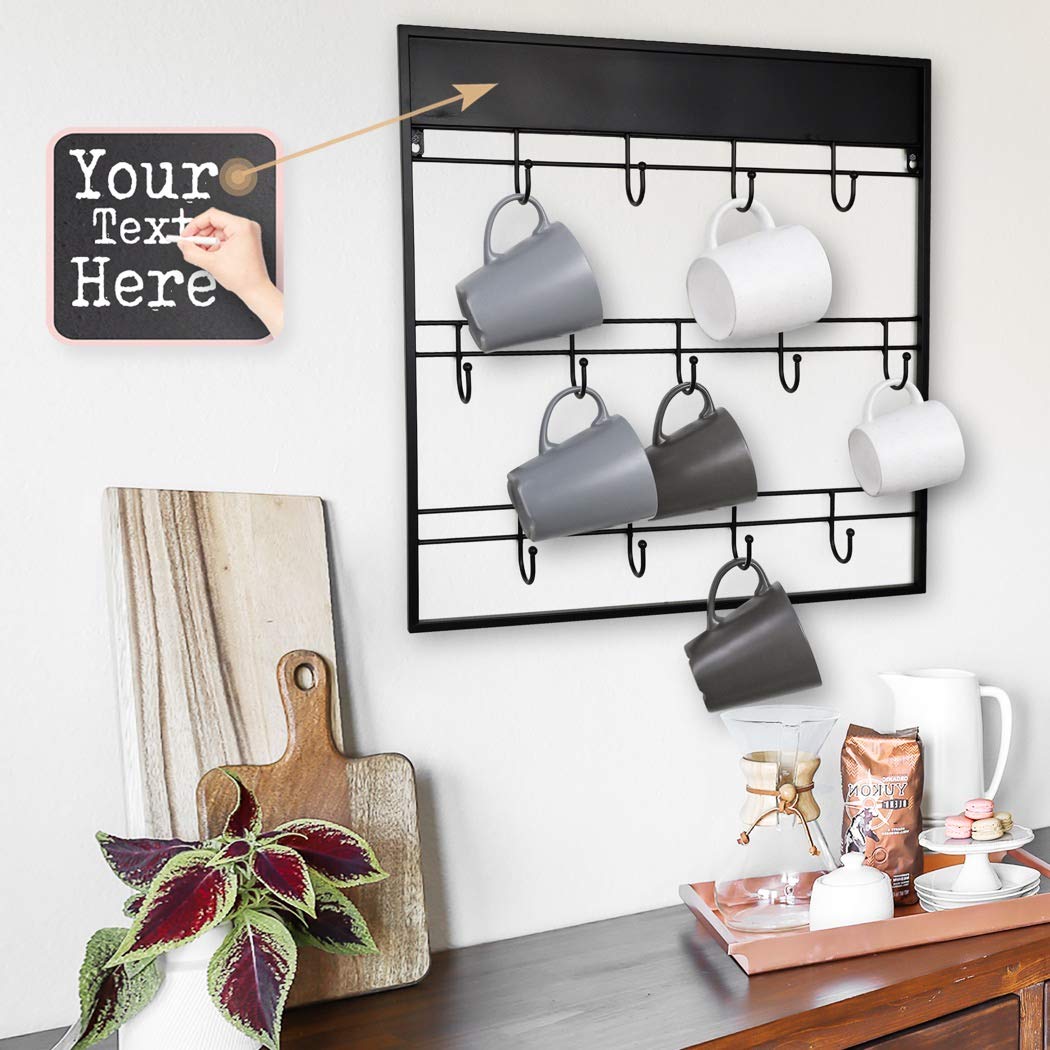 Qiang Ni Coffee Mug Holder - Wall-Mounted Cup Rack Hanger with Organizer Your Coffee Bar