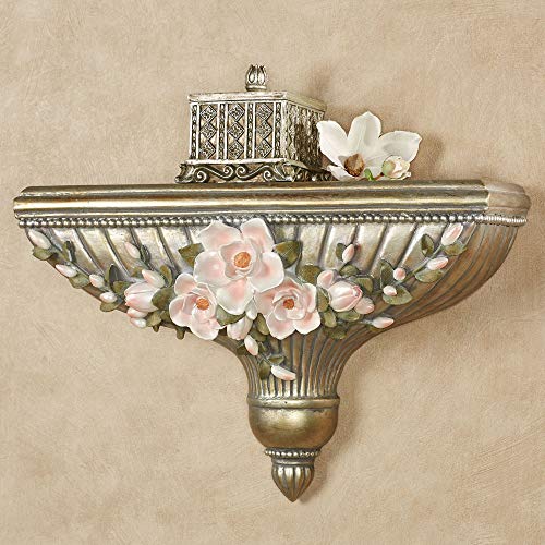 Touch of Class Magnolia Elegance Wall Shelf - Champagne Gold - Resin - Decorative Shelving for Bedroom, Living Room, Bathroom, Hallway, Entryway - Elegant Organizer Decor