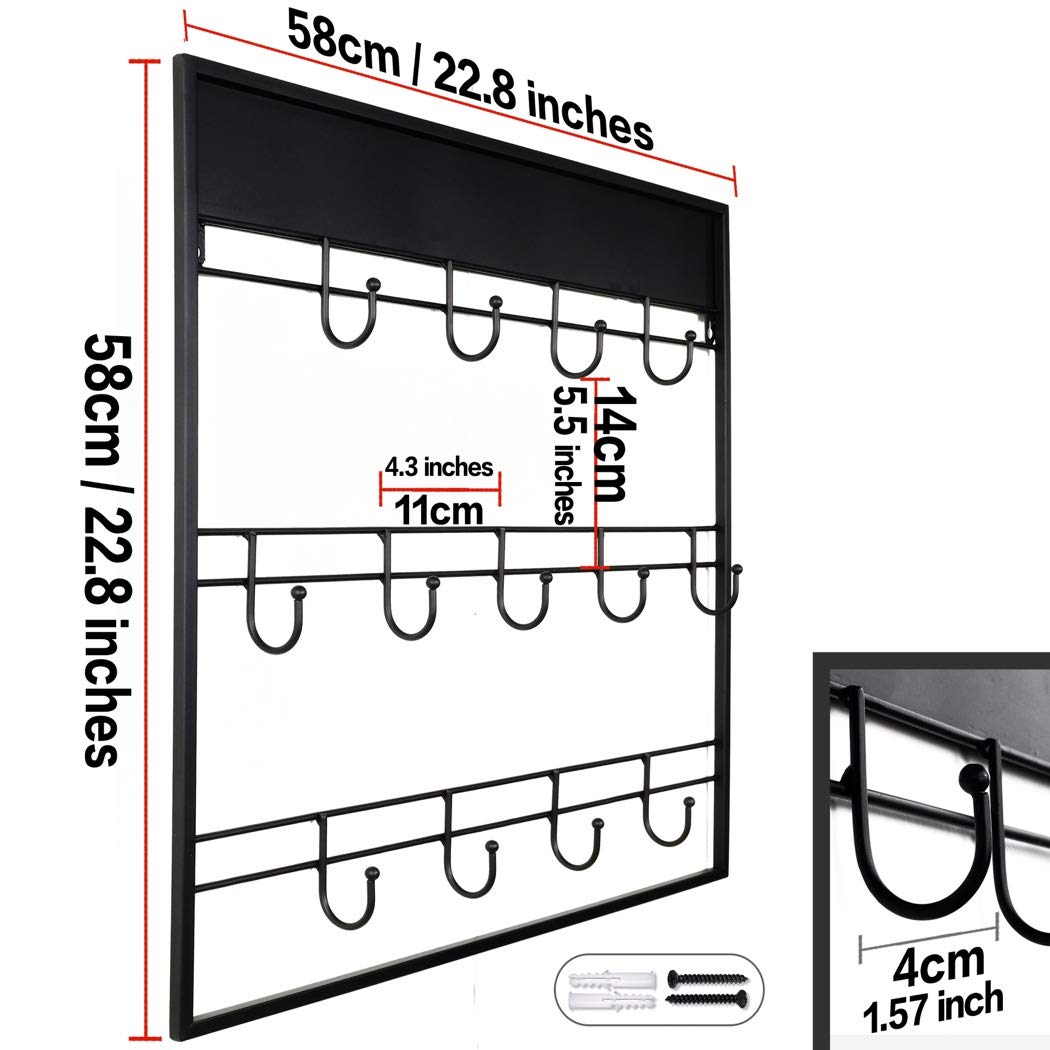 Qiang Ni Coffee Mug Holder - Wall-Mounted Cup Rack Hanger with Organizer Your Coffee Bar