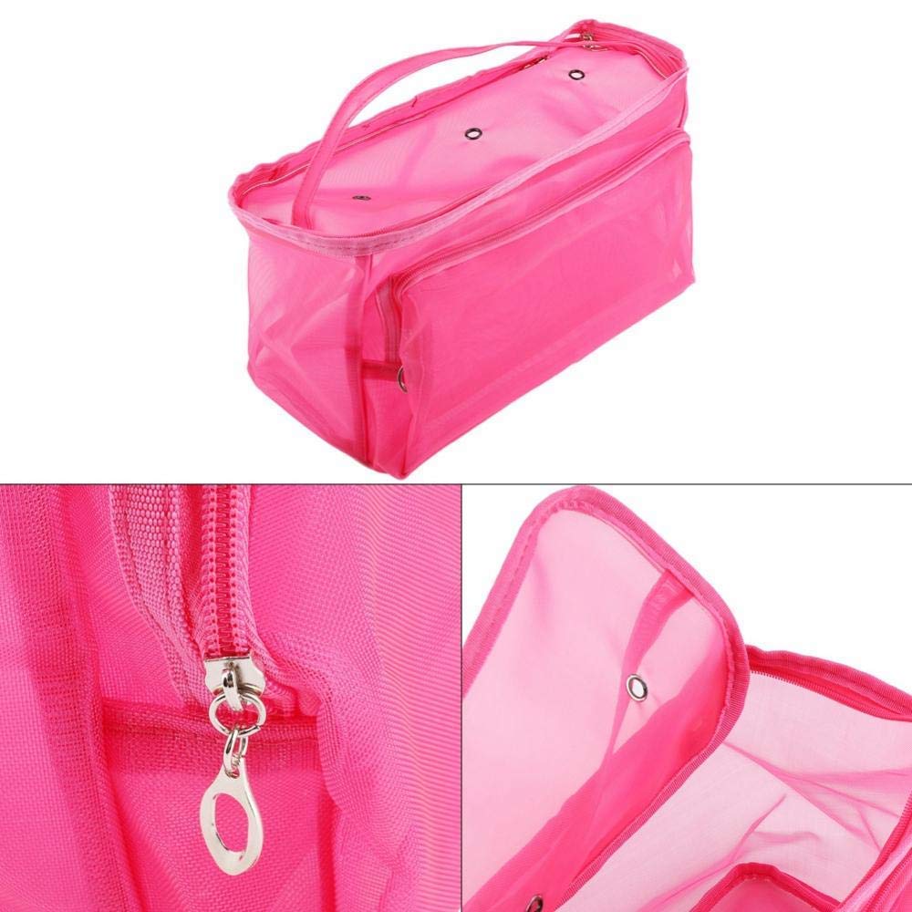 Fdit Knitting Bag Yarn Storage/Portable Tote Crochet 3 Holes Storage Bags to Protect Yarn Prevent Tangling(Rose Red)
