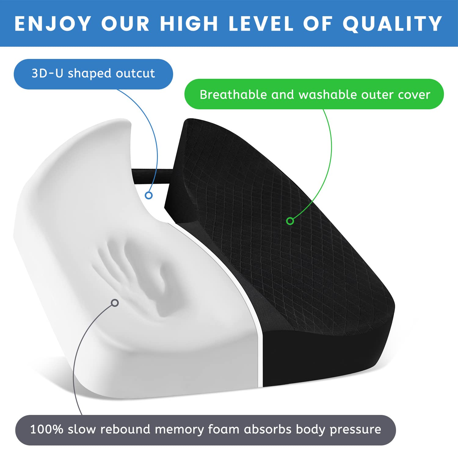 anzhixiu Seat Cushions for Office Chairs, Office Chair Cushion Desk Chair Cushion for Longtime Sitting, Sciatica Pain Relief Pillow Tailbone Pain Relief Cushion for More Relaxation