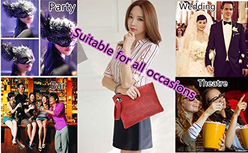 Unique Vegan Women Clutch Bag PU Leather Envelope Clutch Bag Handbag Wristlets for Beach Holiday (black)