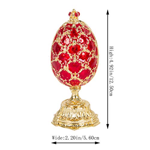 QIFU Hand Painted Enameled Faberge Egg Style Decorative Hinged Jewelry Trinket Box Unique Gift For Home Decor