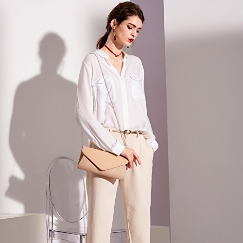 WALLYN'S Patent Leather Clutch Classic Purse Wallet, Evening Bag Handbag With Flannelette Khaki