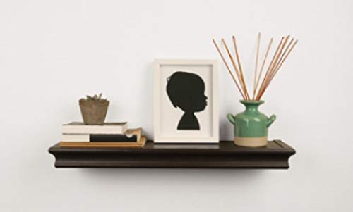 HIGH & MIGHTY 515612 Decorative 24" Floating Shelf Holds up to 20lbs, Easy Tool-Free Dry Wall Installation, Beveled, Retail Packaging, Espresso
