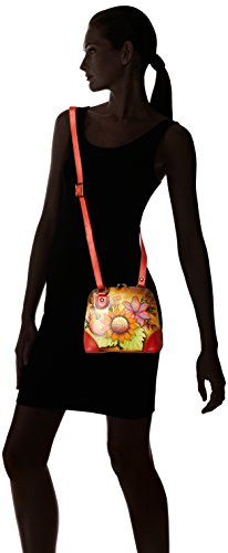 Anna by Anuschka Women's Hand Painted Leather Small Multi Compartment Zip-Around Organizer, Fall Bouquet