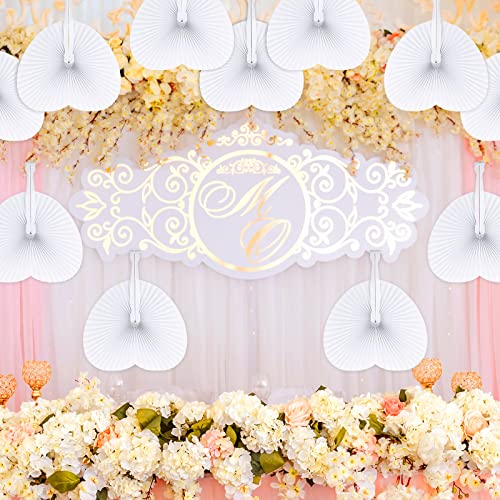 WOWOSS 60 Packs Folding Fans Paper Fans Heart Shaped Assortment with Plastic Handle for Wedding Favor Party Bag Filler