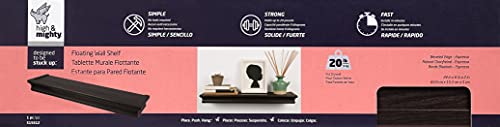 HIGH & MIGHTY 515612 Decorative 24" Floating Shelf Holds up to 20lbs, Easy Tool-Free Dry Wall Installation, Beveled, Retail Packaging, Espresso