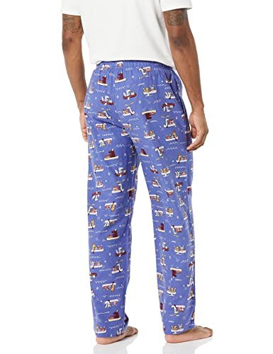 Amazon Essentials Men's Flannel Pajama Pant - Discontinued Colors, Deep Blue Boat Party, Large