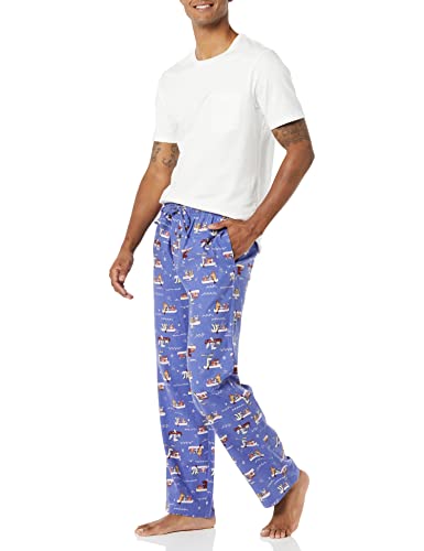 Amazon Essentials Men's Flannel Pajama Pant - Discontinued Colors, Deep Blue Boat Party, Large