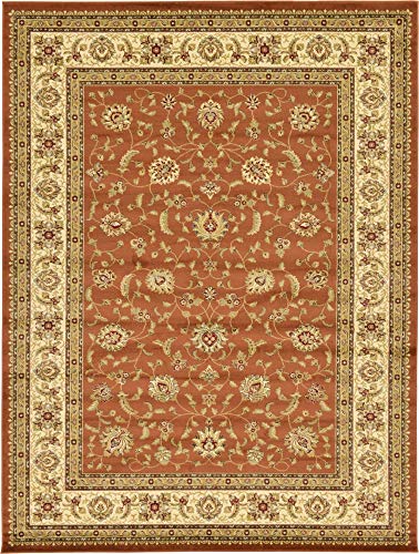 Unique Loom Voyage Collection Traditional Oriental Classic Intricate Design Area Rug, 9 ft 0 in x 12 ft 0 in, Terracotta/Ivory
