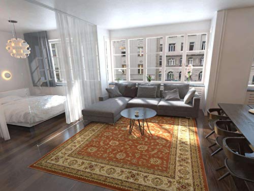 Unique Loom Voyage Collection Traditional Oriental Classic Intricate Design Area Rug, 9 ft 0 in x 12 ft 0 in, Terracotta/Ivory
