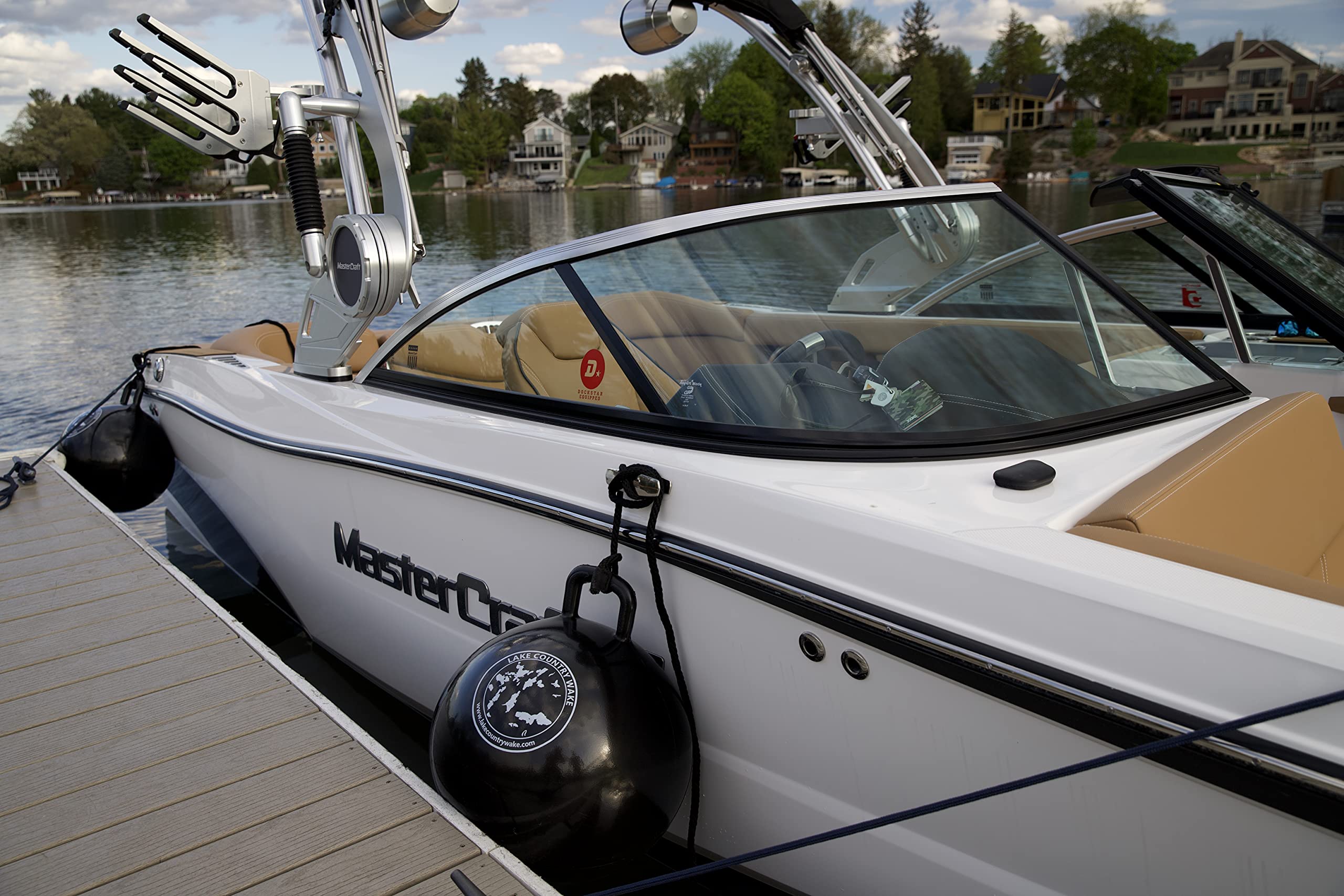 Lake Country Wake SAVur Inflatable Boat Fender Bumper with Rope Lines 4 Pack Four Boat Bumpers with Fender Lines for Boat Docking and Tie Ups